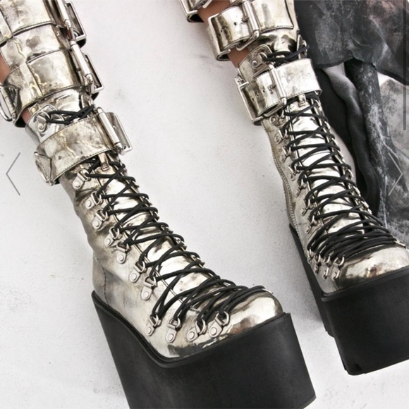 Dolls Kill | Shoes | Current Mooddolls Kill Metallic Platform Boots ...